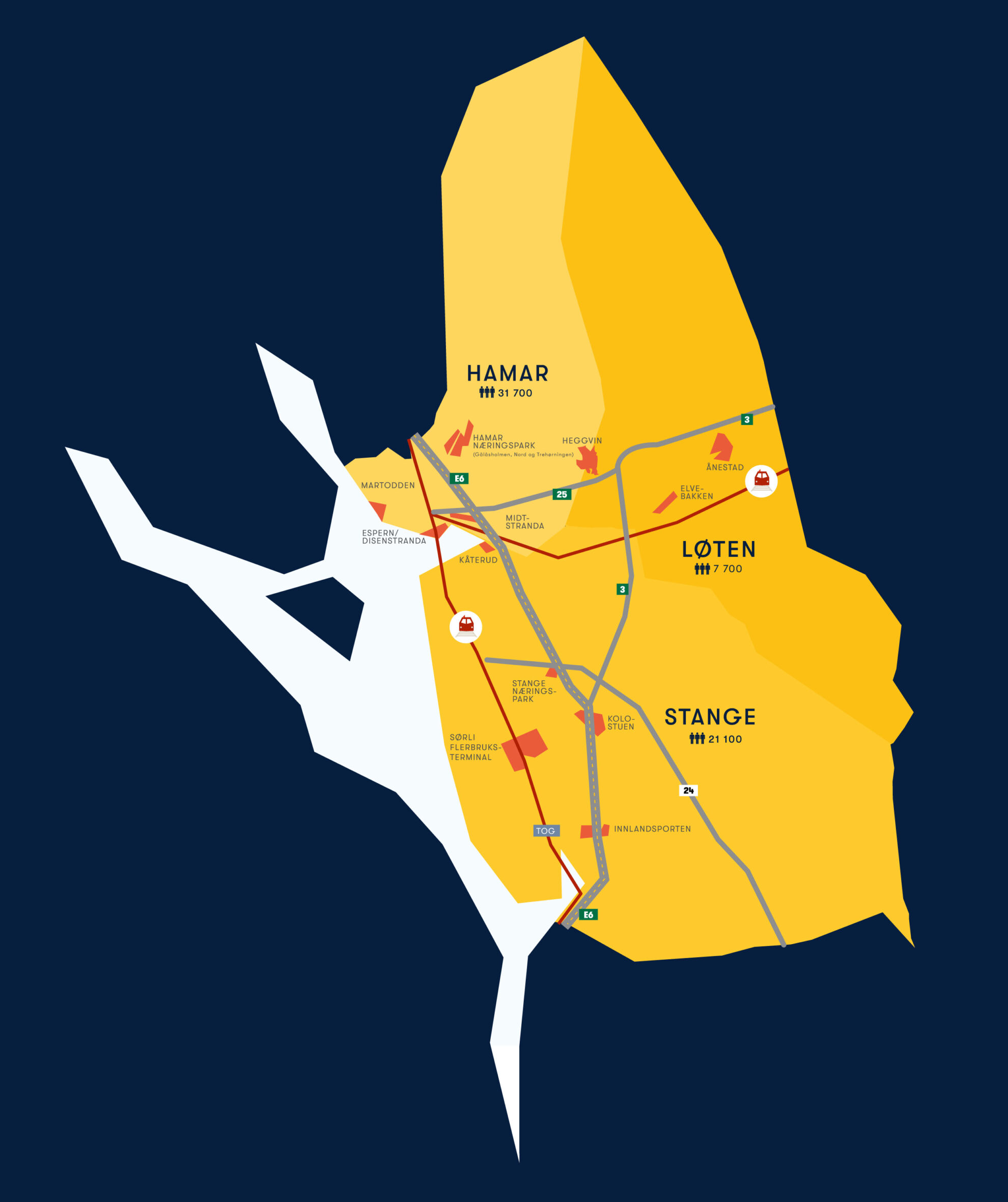 Næringsarealer i Hamarregionen · Hamarregionen